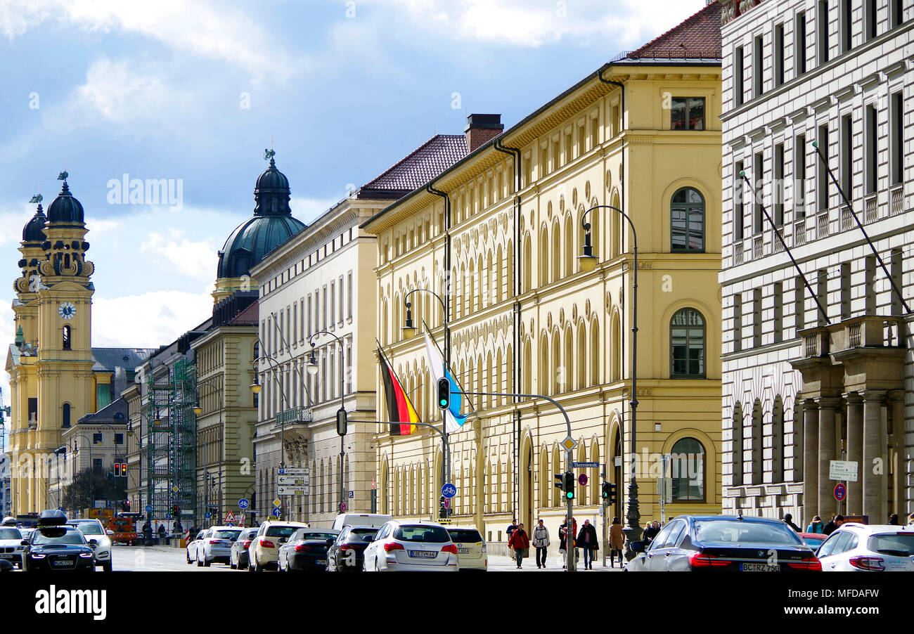 View south from near the Siegestor, of Ludwigstrasse, one of Munich’s ...