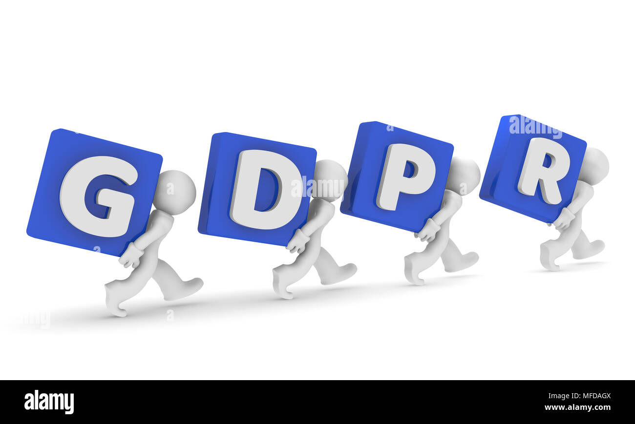 Small business character with the letters GDPR, General Data Protection ...