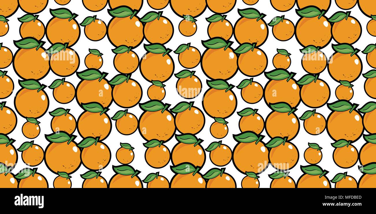 Repeating seamless pattern of bright orange cartoon oranges Stock ...