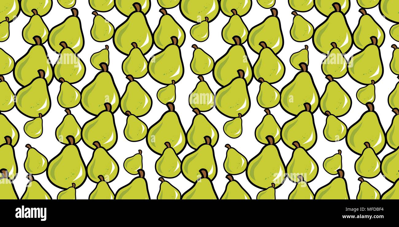 Repeating seamless pattern of bright green cartoon pears Stock Vector ...