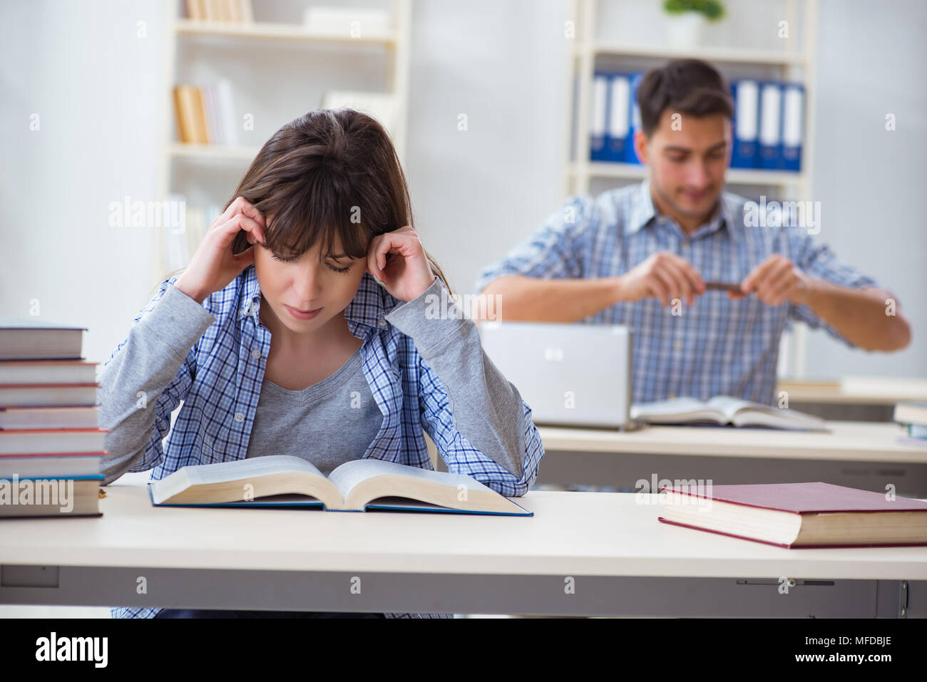 Students sitting and studying in classroom college Stock Photo - Alamy