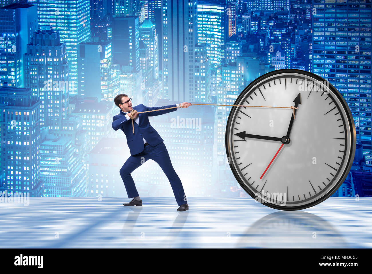 Businessman in time management concept Stock Photo - Alamy