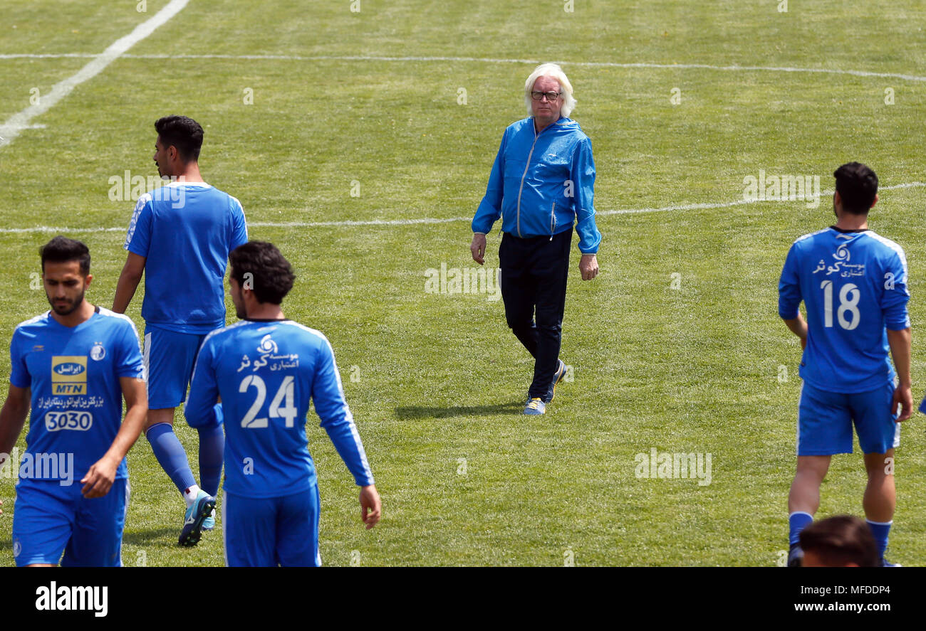 20 April 2018, Iran, Tehran: The German soccer coach Winfried Schaefer ...
