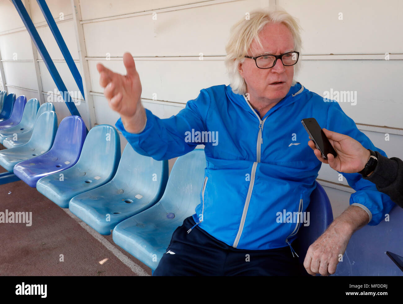20 April 2018, Iran, Tehran: The German soccer coach Winfried Schaefer ...