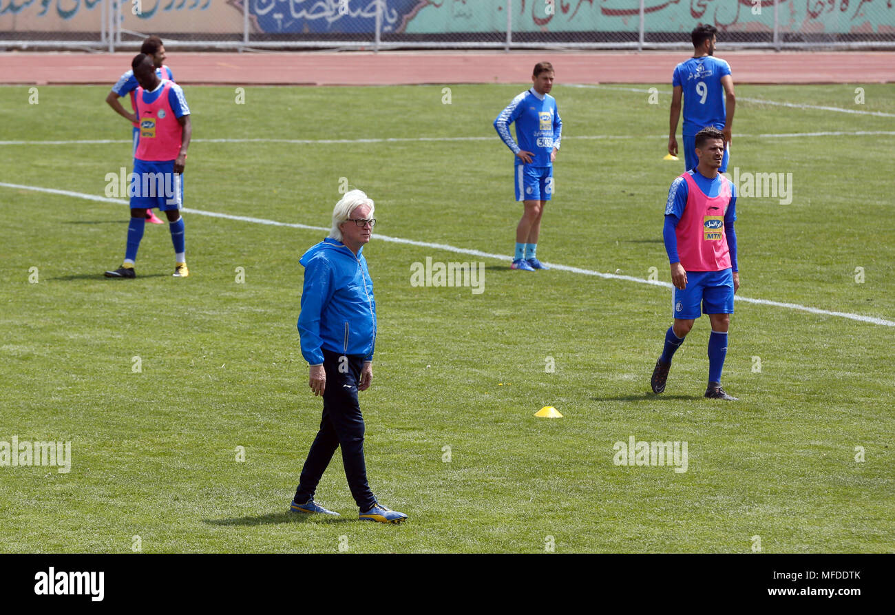 20 April 2018, Iran, Tehran: The German soccer coach Winfried Schaefer ...