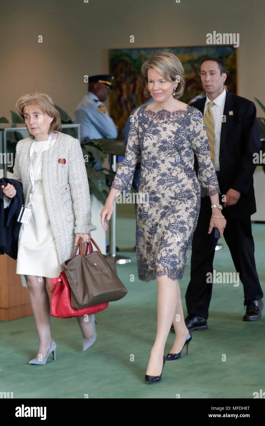 United Nations, New York, USA, April 24, 2018 - Queen Mathilde of ...