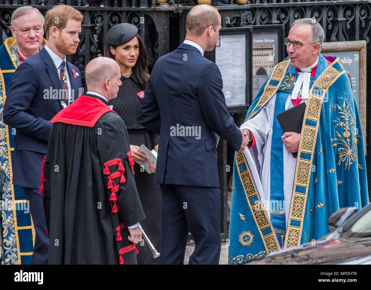 London, UK. 25th April 2018. Princes William and Harry and Meghan ...