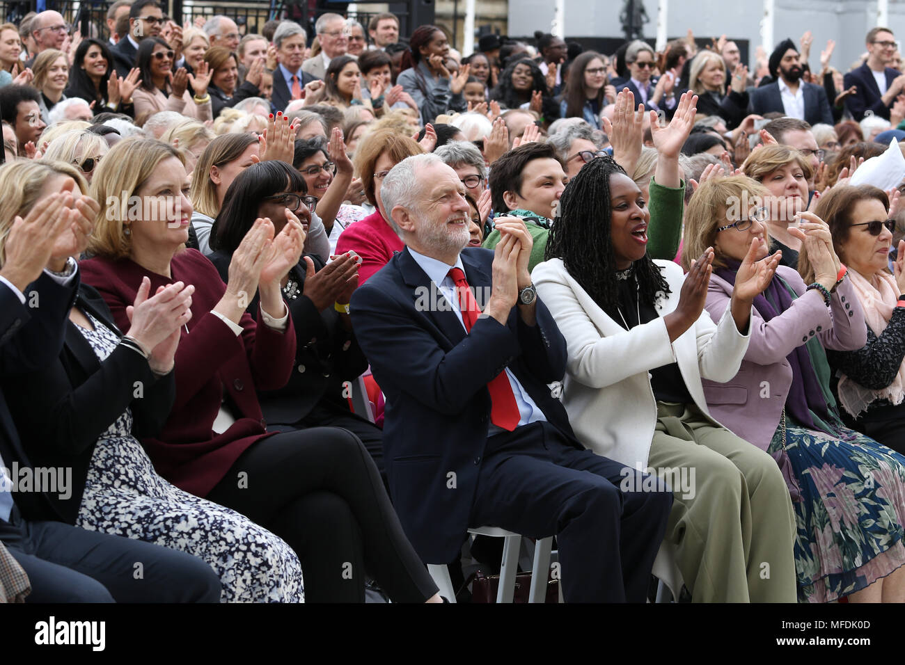 London, UK. 24th April 2018. Amber Rudd, Diane Abbott, Jeremy Corbyn ...