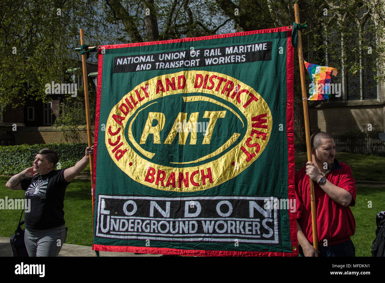 London, UK. 25 April 2018. RMT union Piccadilly & District West, London ...
