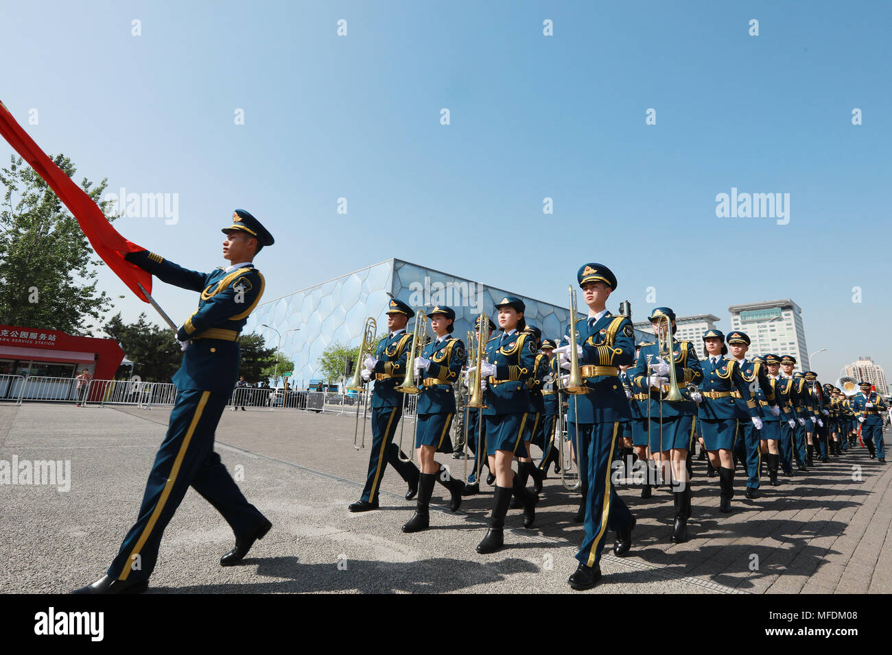 Beijing, China. 25th Apr, 2018. The military band of the Chinese People ...
