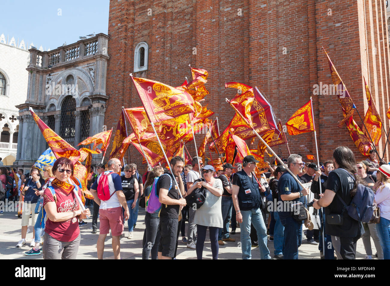 Venice, Veneto, Italy. 25th April 2018. Festivities in St Marks Square ...