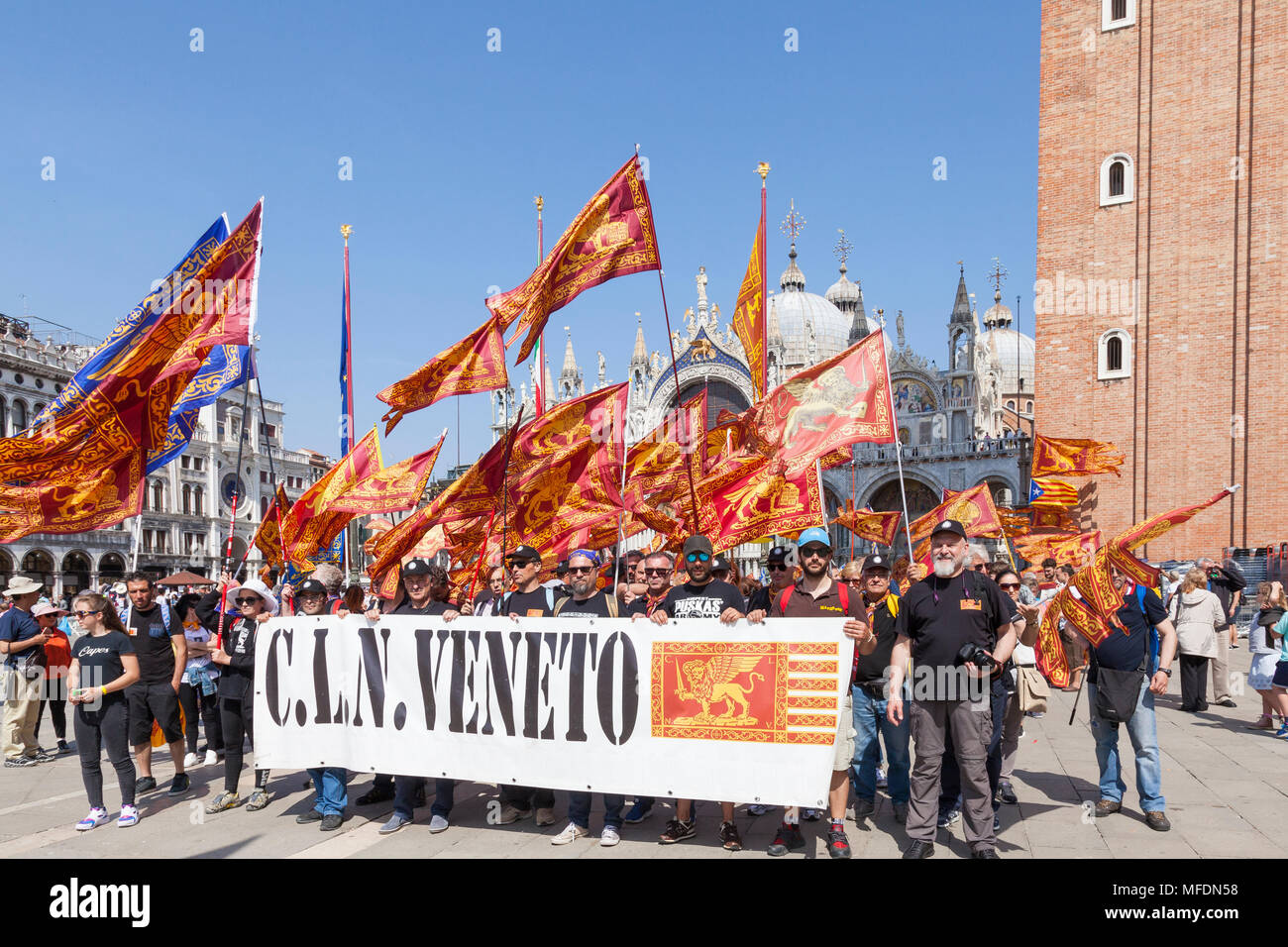 Venice, Veneto, Italy. 25th April 2018. Festivities in St Marks Square ...