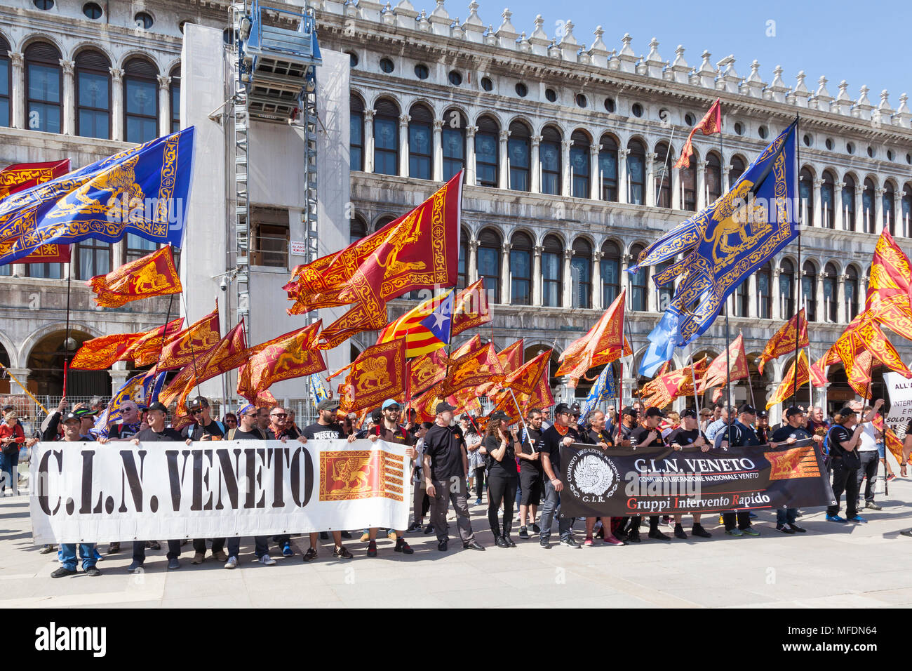 Venice, Veneto, Italy. 25th April 2018. Festivities in St Marks Square ...
