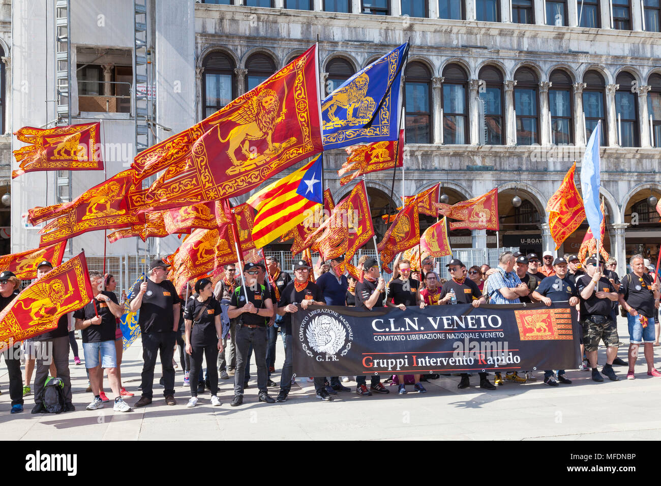 Venice, Veneto, Italy. 25th April 2018. Festivities in St Marks Square ...