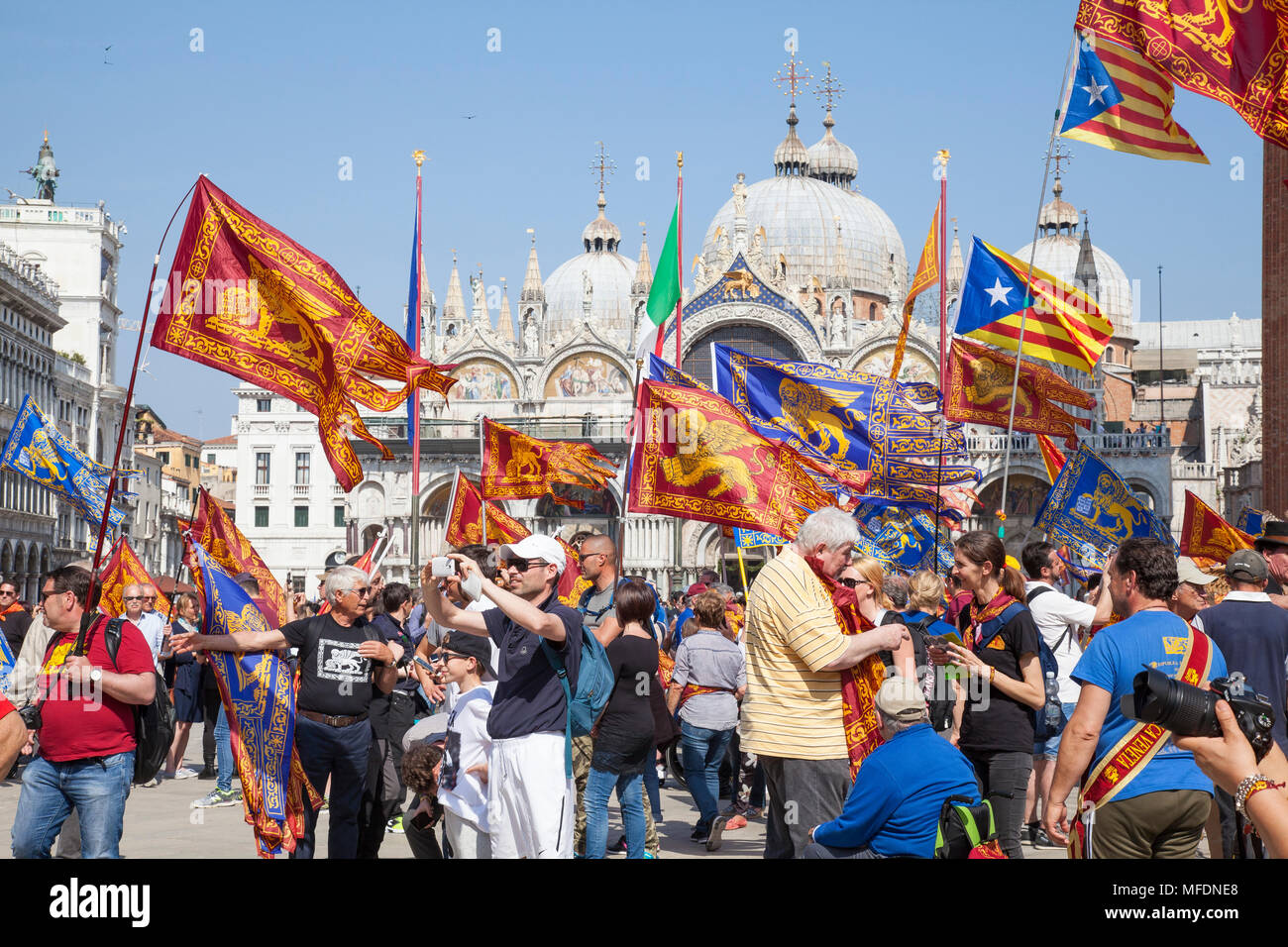 Venice, Veneto, Italy. 25th April 2018. Festivities in St Marks Square ...