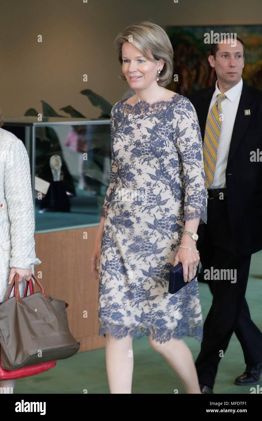 United Nations, New York, USA, April 24, 2018 - Queen Mathilde of ...