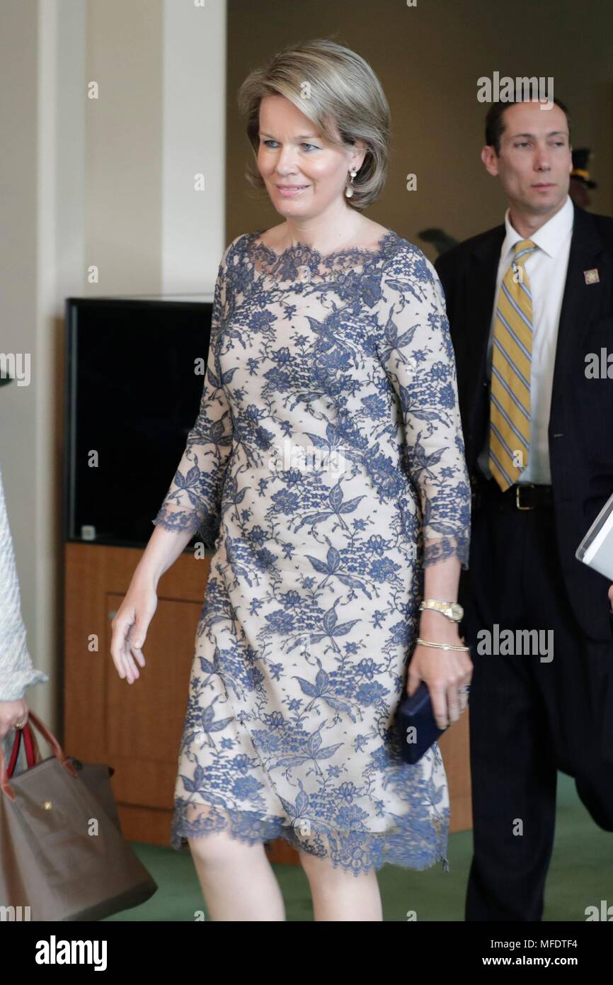 United Nations, New York, USA, April 24, 2018 - Queen Mathilde of ...