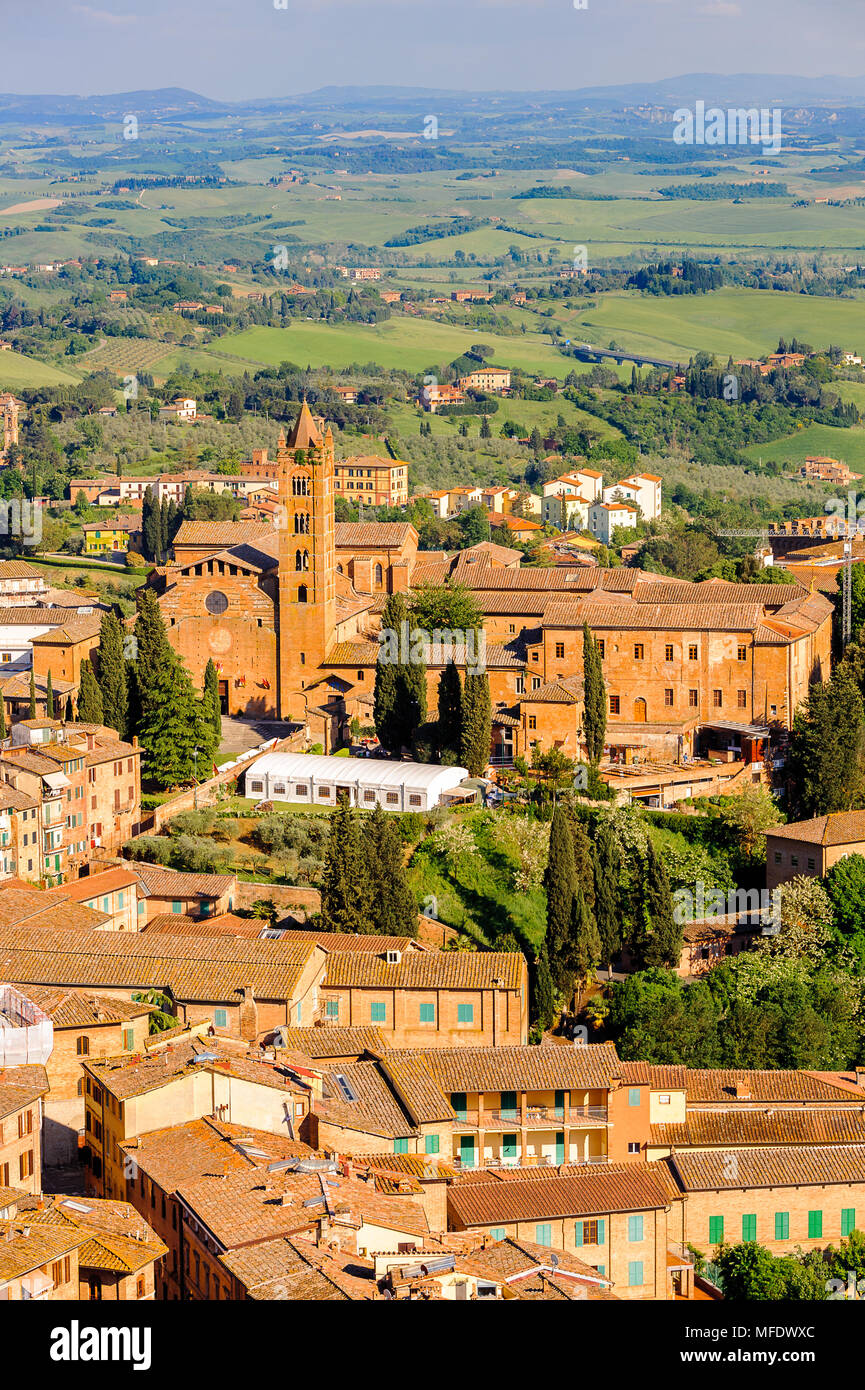 Aerial view over Historic centre of Siena. UNESCO a World Heritage Site ...