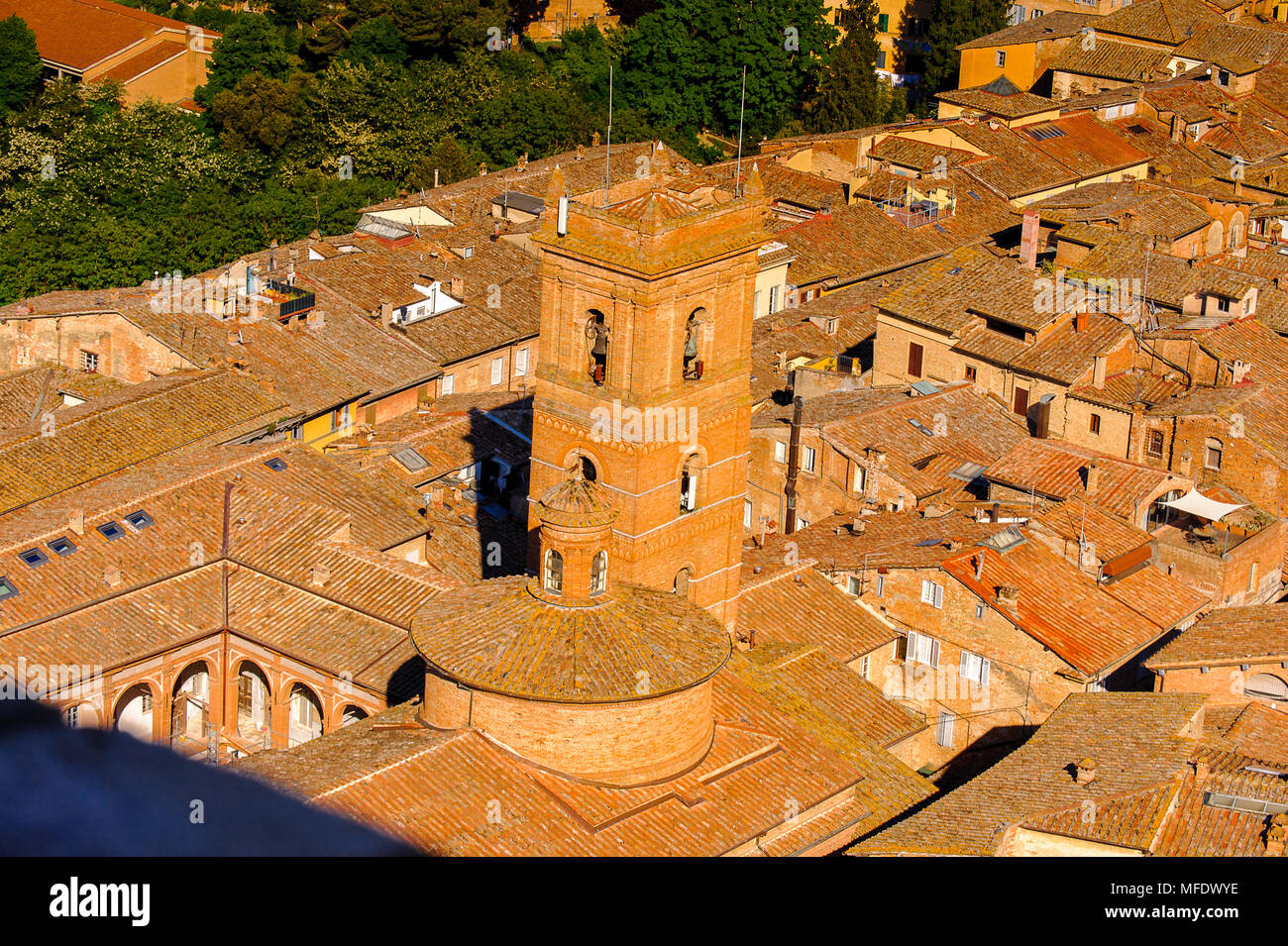 Aerial view over Historic centre of Siena. UNESCO a World Heritage Site ...