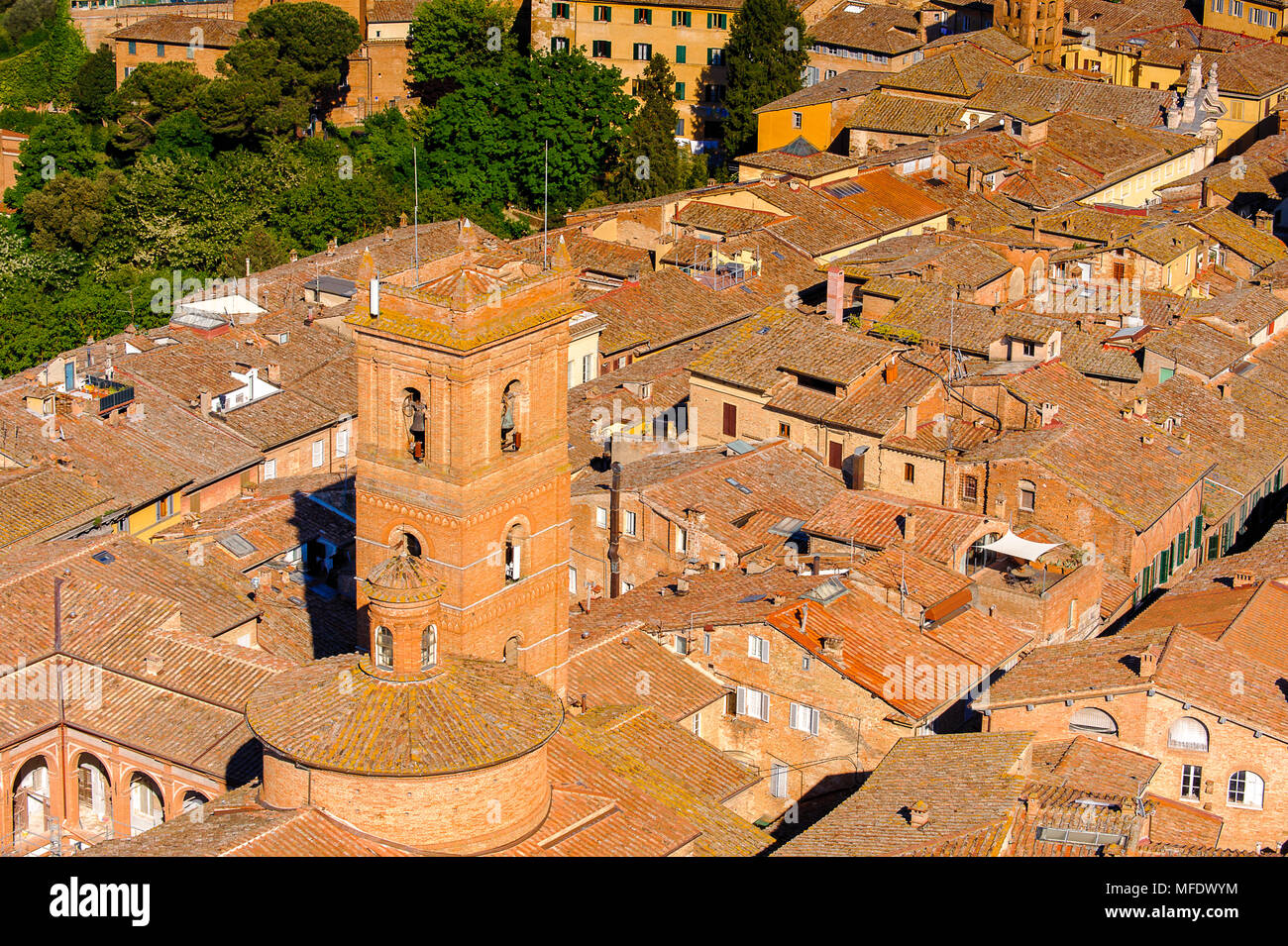Aerial view over Historic centre of Siena. UNESCO a World Heritage Site ...