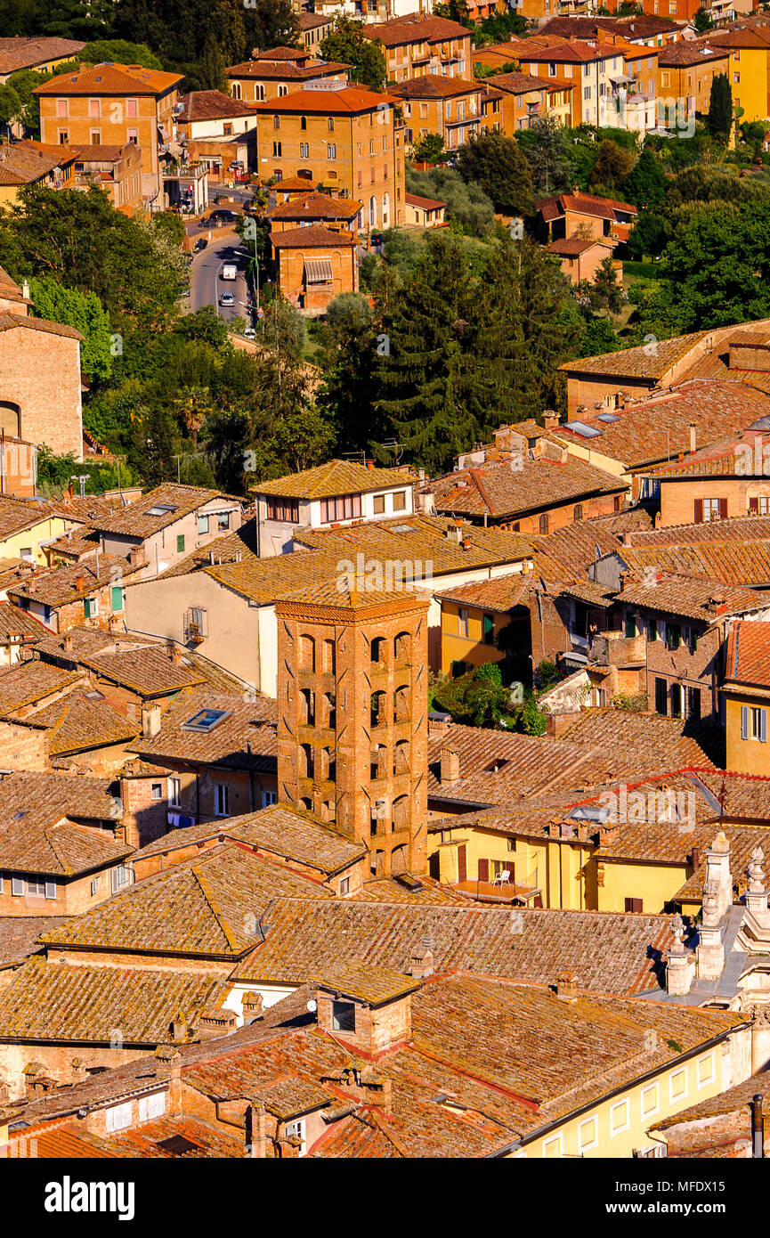 Aerial view over Historic centre of Siena. UNESCO a World Heritage Site ...
