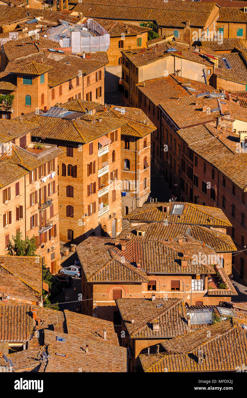 Aerial view over Historic centre of Siena. UNESCO a World Heritage Site ...