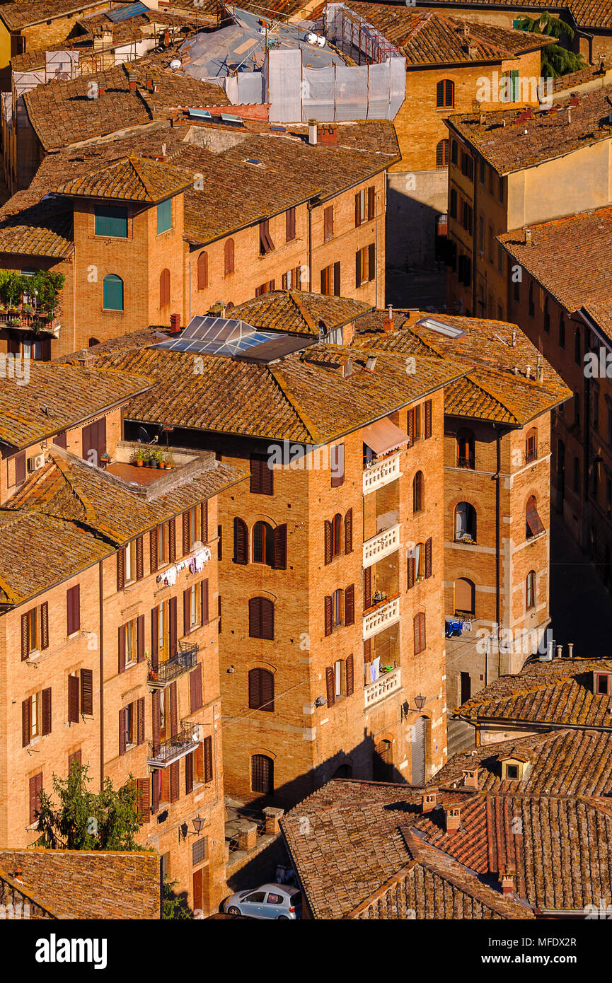 Aerial view over Historic centre of Siena. UNESCO a World Heritage Site ...