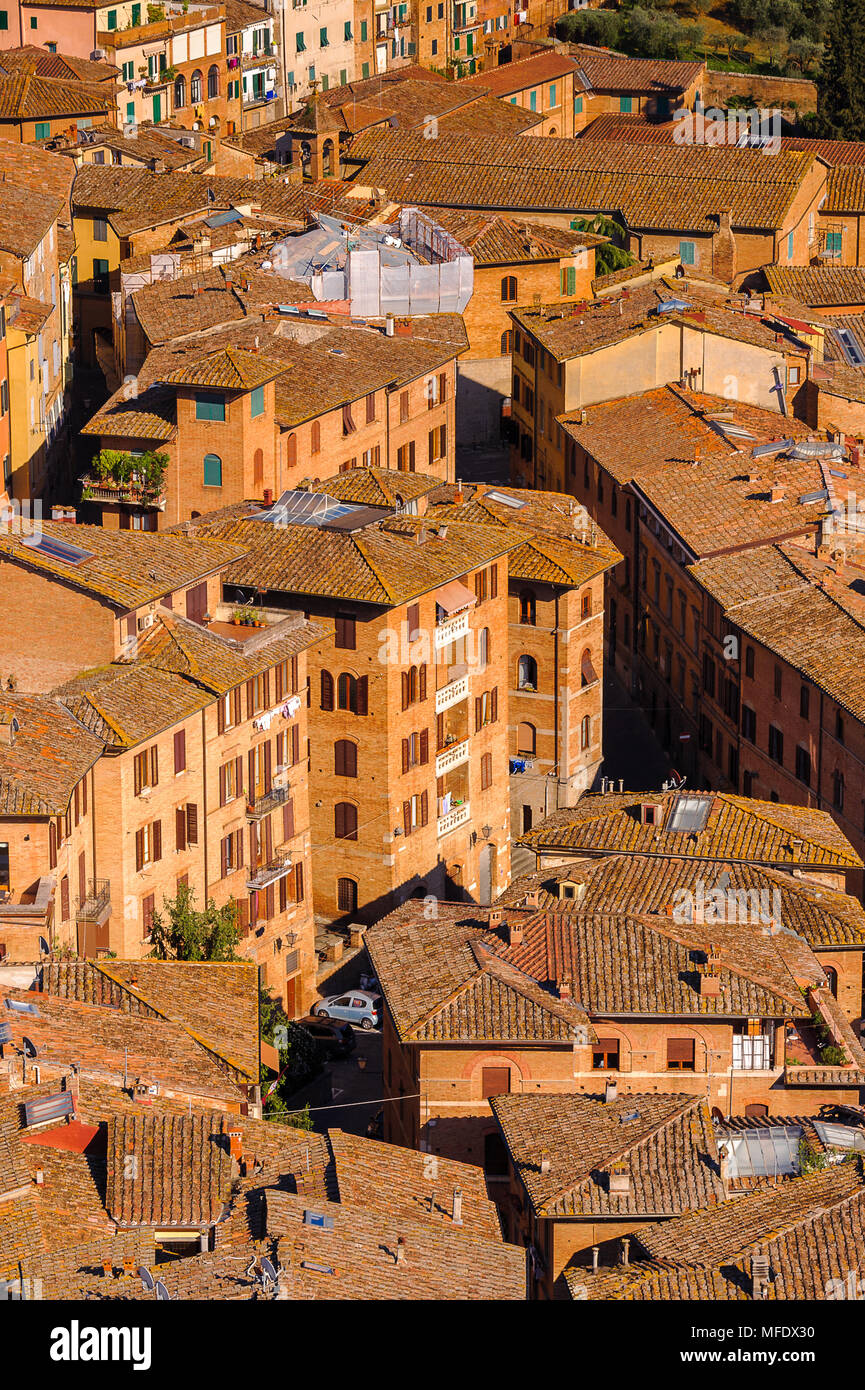 Aerial view over Historic centre of Siena. UNESCO a World Heritage Site ...