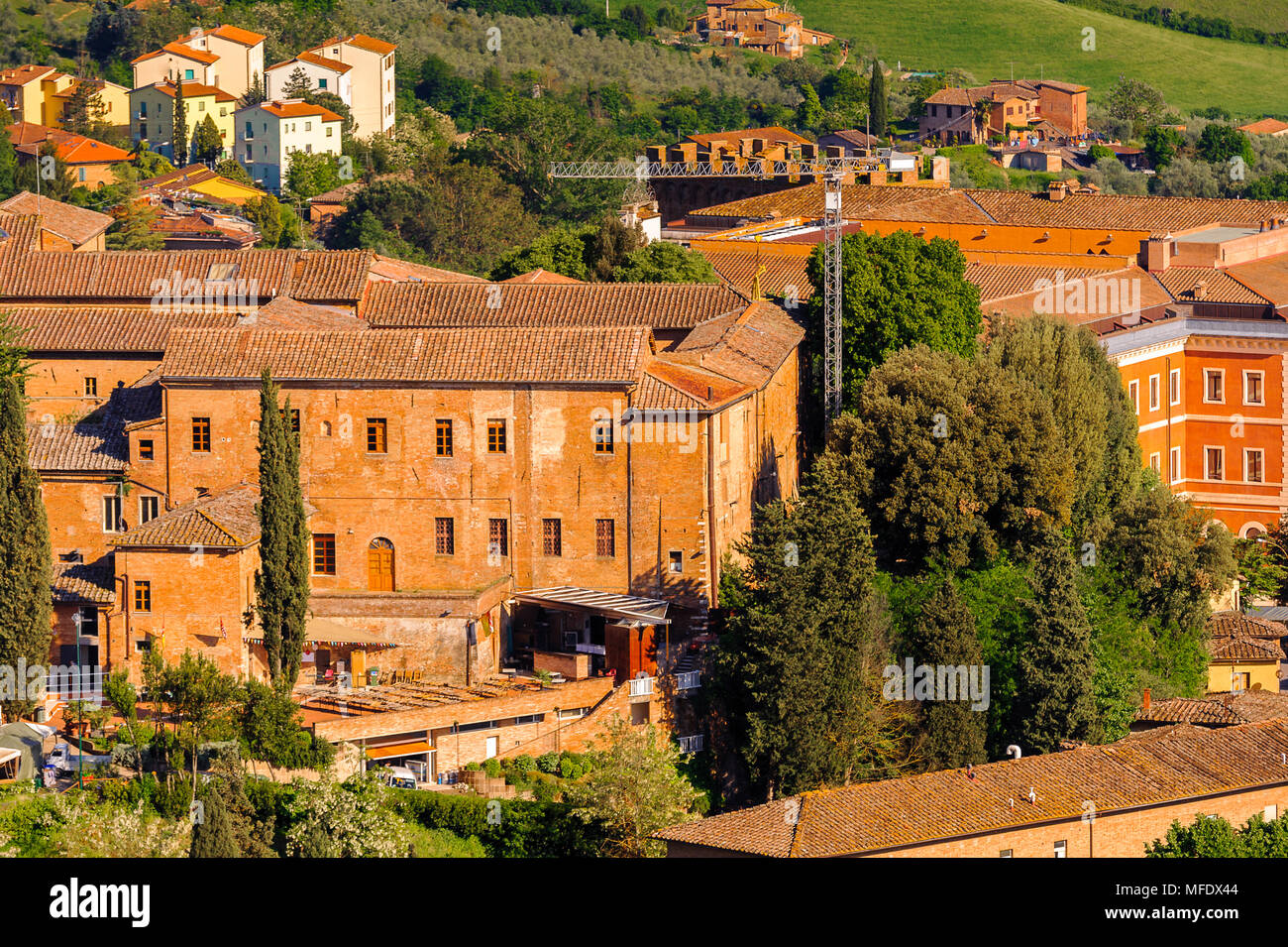 Aerial view over Historic centre of Siena. UNESCO a World Heritage Site ...