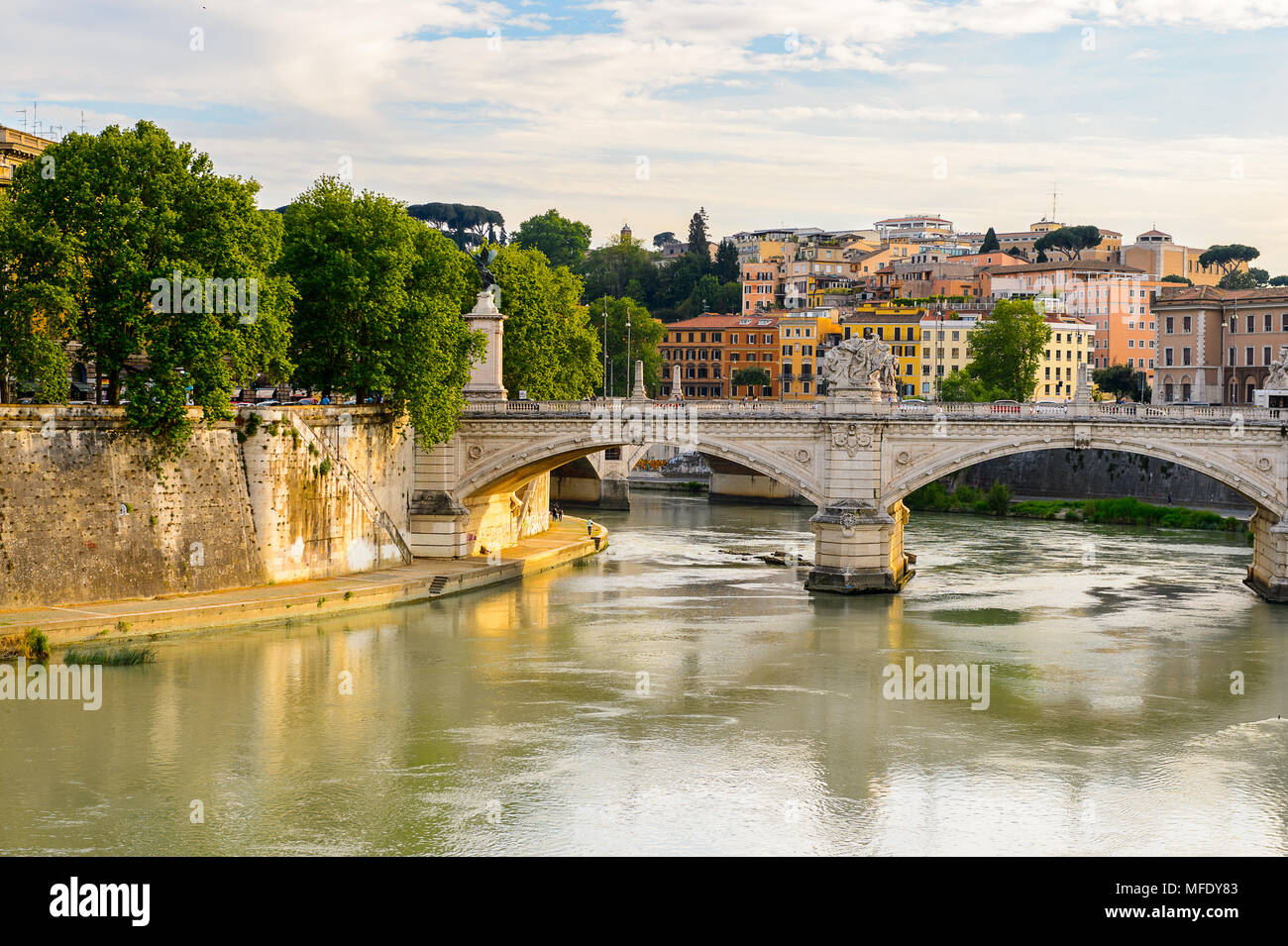 Angels Bridge in the Historic Center of Rome, Italy. Rome is the ...