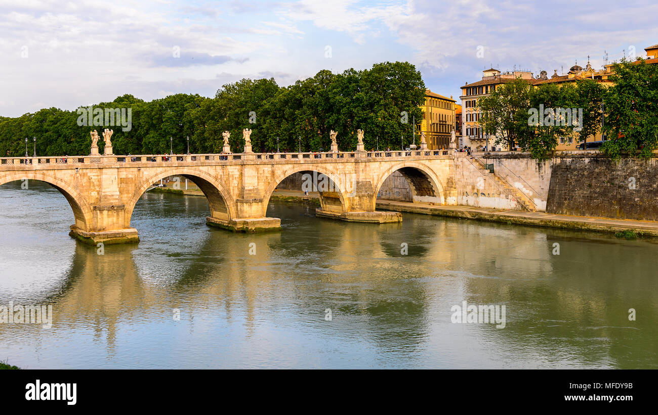 Angels Bridge in the Historic Center of Rome, Italy. Rome is the ...