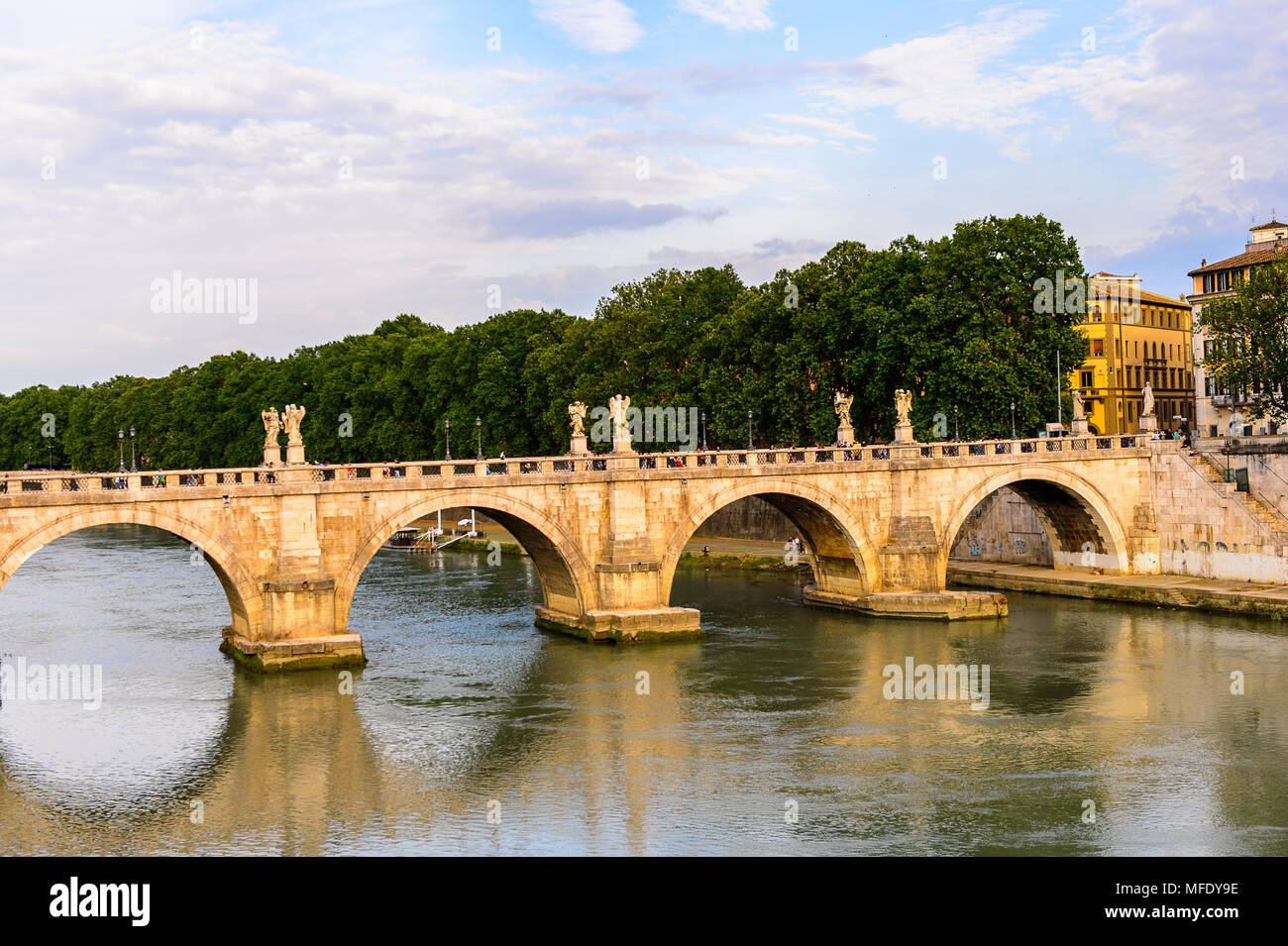 Angels Bridge in the Historic Center of Rome, Italy. Rome is the ...