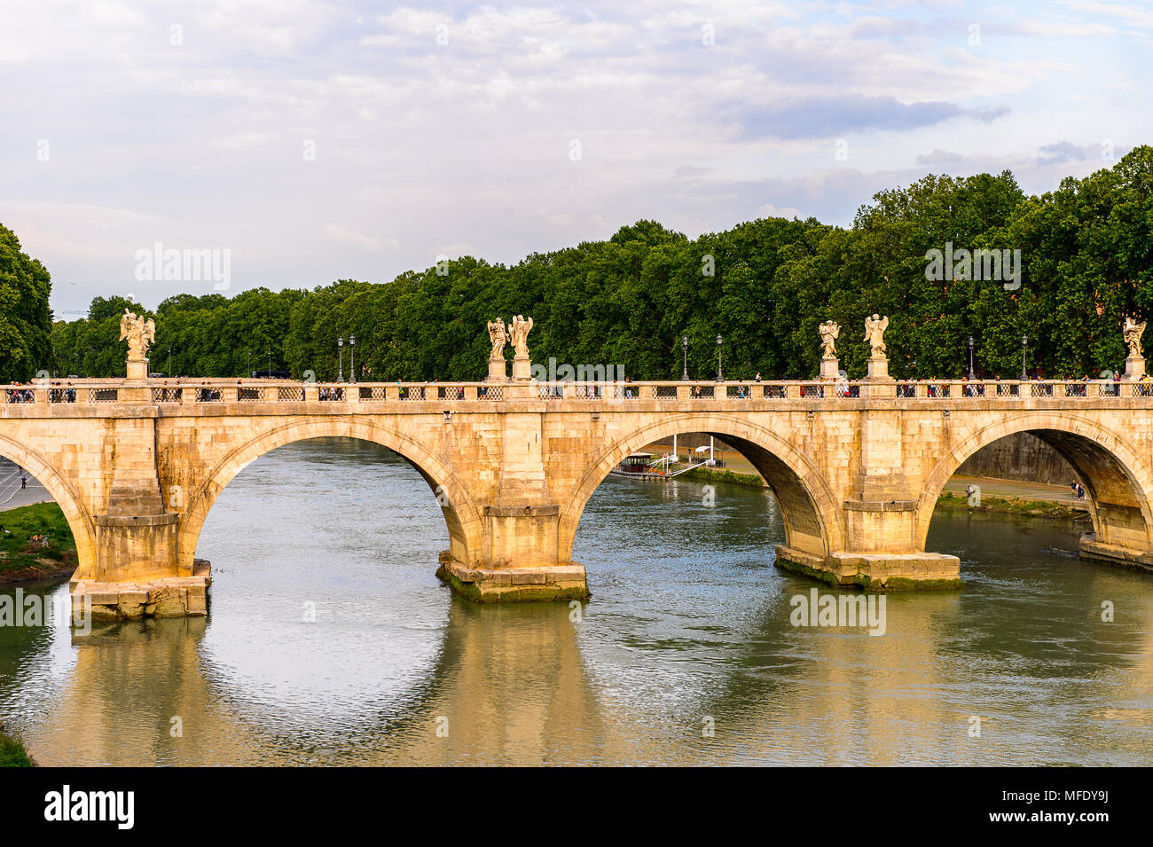 Angels Bridge in the Historic Center of Rome, Italy. Rome is the ...