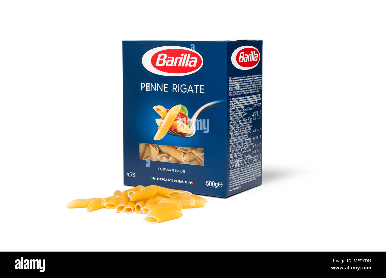 CHISINAU, MOLDOVA - April 20, 2018: Barilla Penne Rigate Italian pasta ...