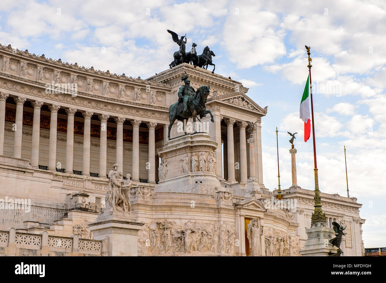 Evening view of The Altare della Patria or Il Vittoriano , a monument ...
