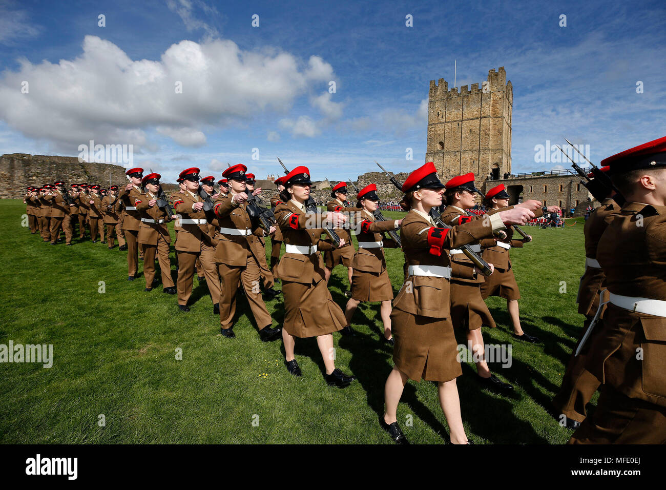 Soldiers based at Catterick Garrison in the grounds of Richmond Castle ...