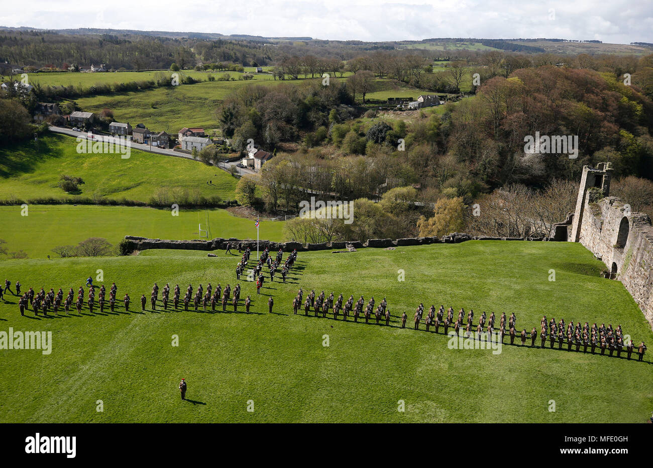 Soldiers based at Catterick Garrison in the grounds of Richmond Castle ...