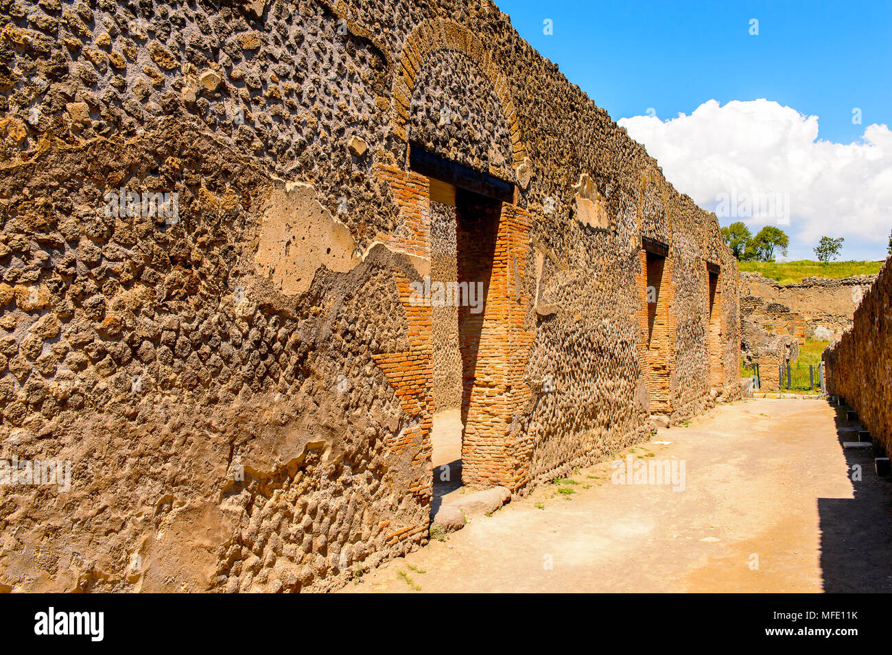 RUins of Pompeii, an ancient Roman town destroyed by the volcano ...