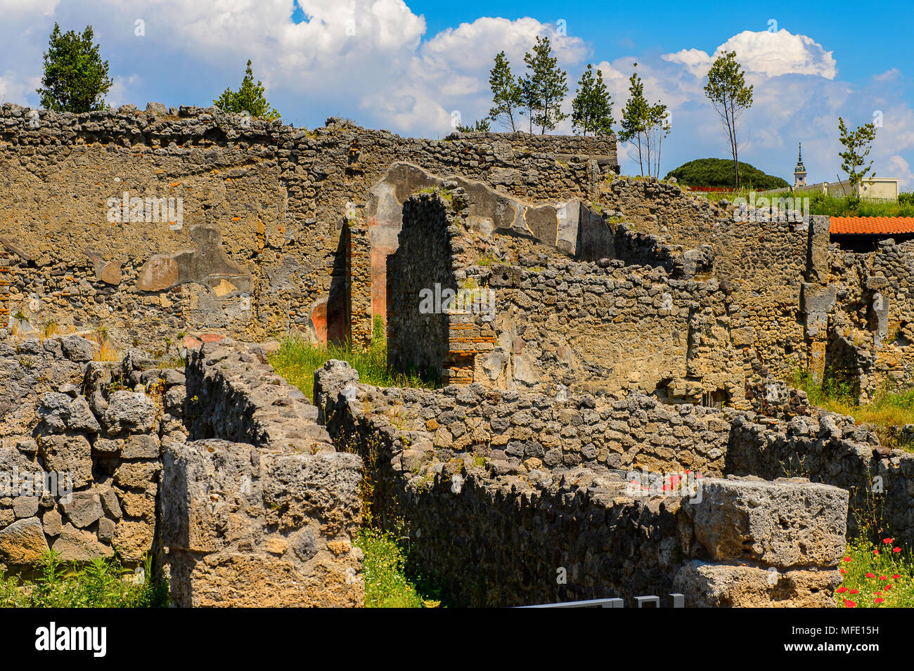 RUins of Pompeii, an ancient Roman town destroyed by the volcano ...