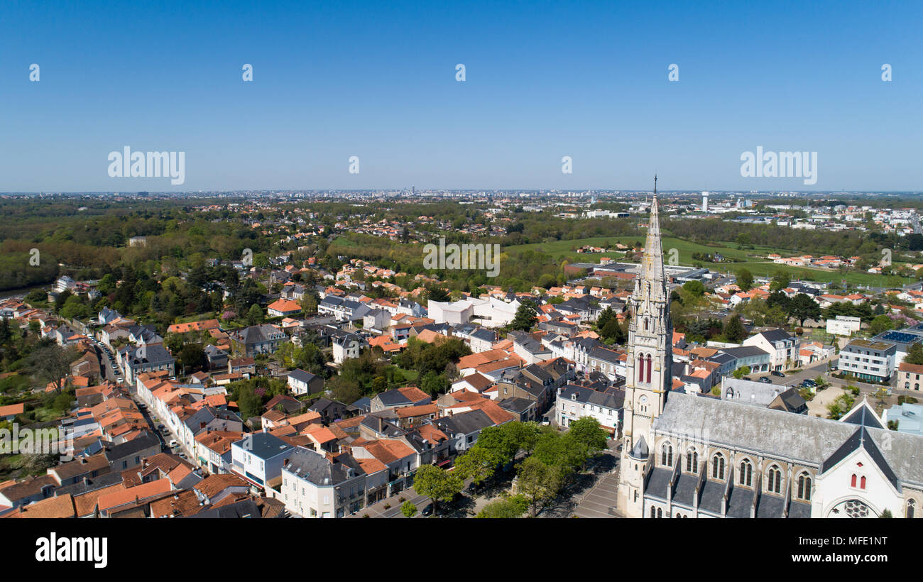 Aerial photography of Vertou city, near Nantes, Loire Atlantique ...