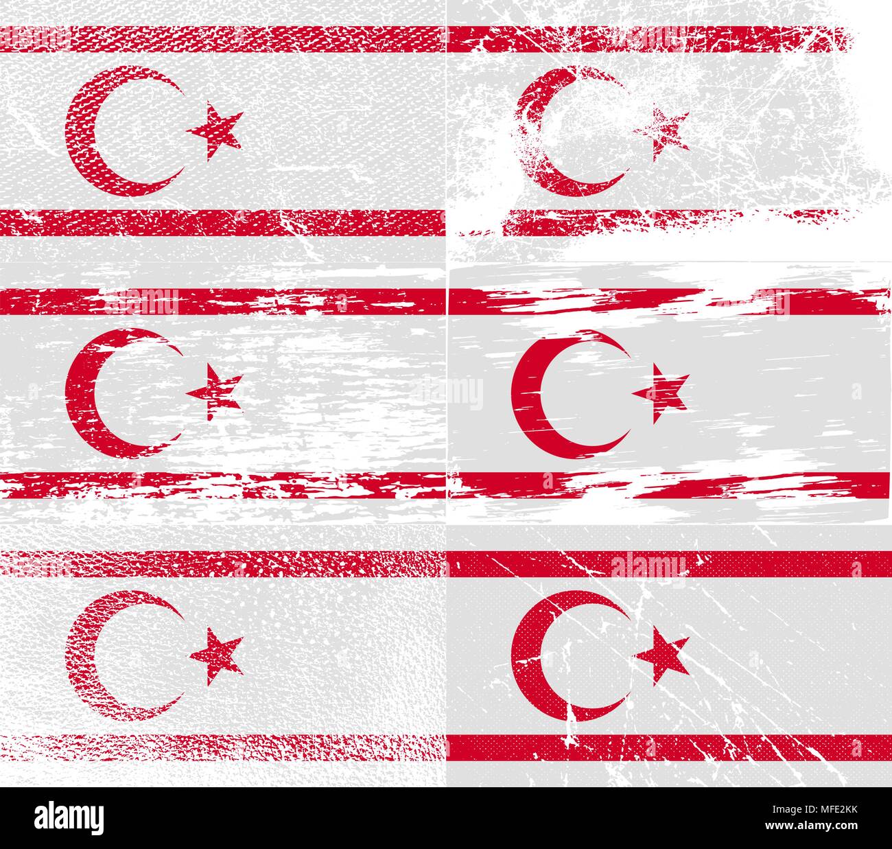 Flag of Turkish Northern Cyprus with old texture. Vector illustration ...