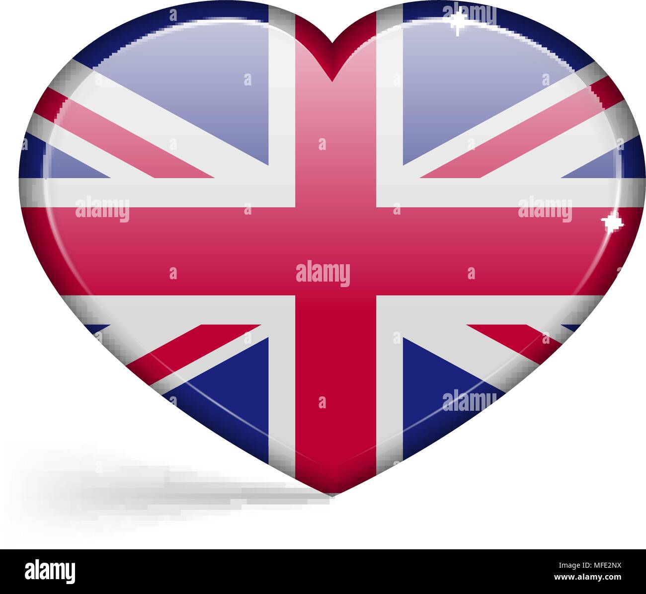 Flags of United Kingdom in a heart shape with highlights on the edges ...