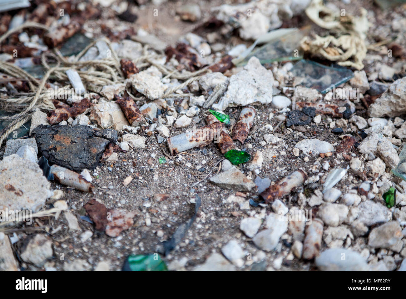 Close up of rusty bullet shells from the Bosnian War in Mostar, Bosnia ...
