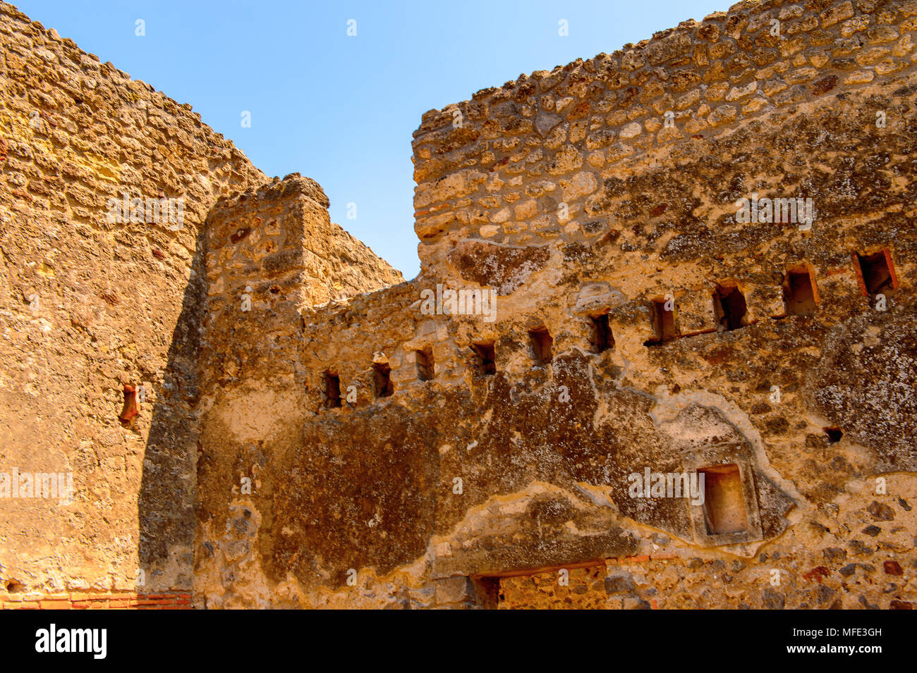 Destroyed architecture of Pompeii, an ancient Roman town destroyed by ...