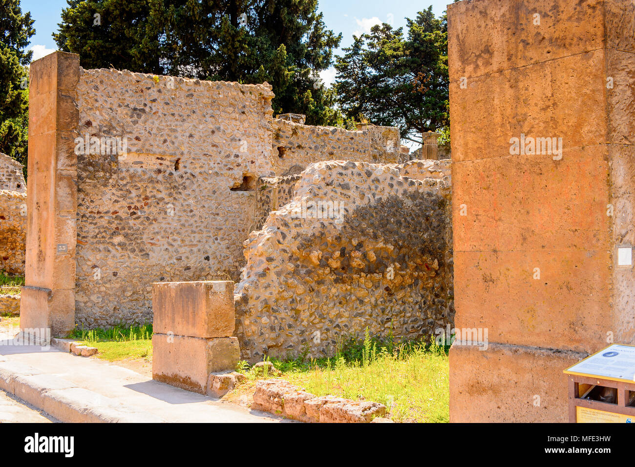 Destroyed architecture of Pompeii, an ancient Roman town destroyed by ...