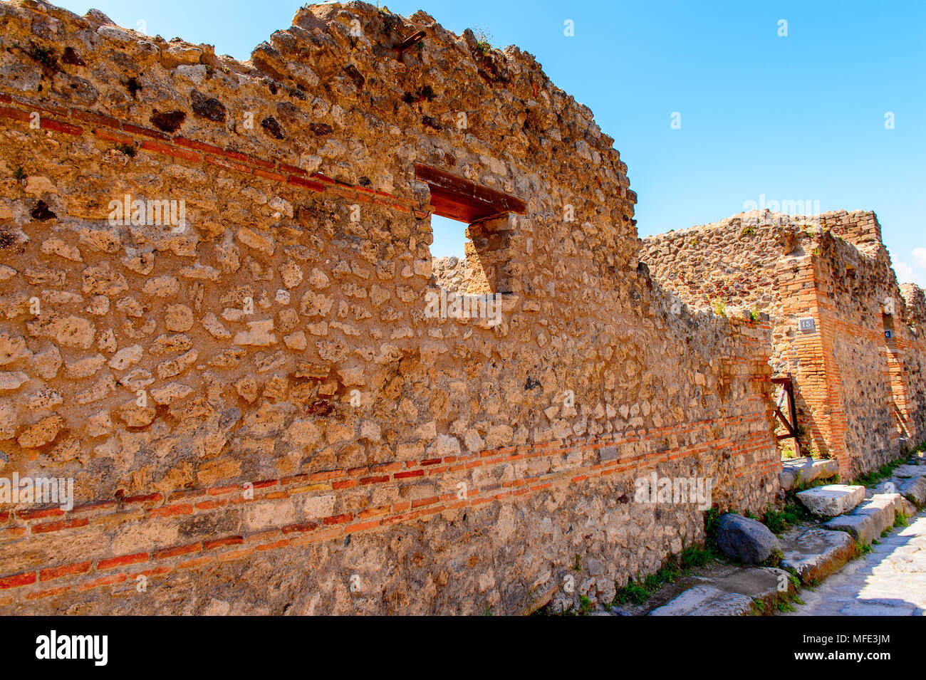 Destroyed architecture of Pompeii, an ancient Roman town destroyed by ...