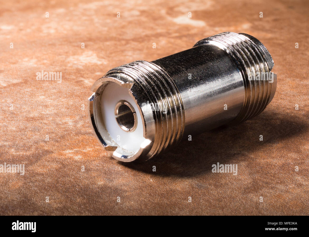 Ham and CB radio plug designed to join two sections of coax cable Stock ...