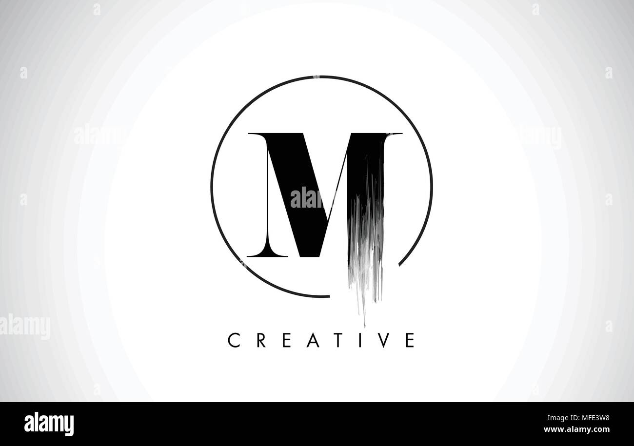 M Brush Stroke Letter Logo Design. Black Paint Logo Leters Icon with ...