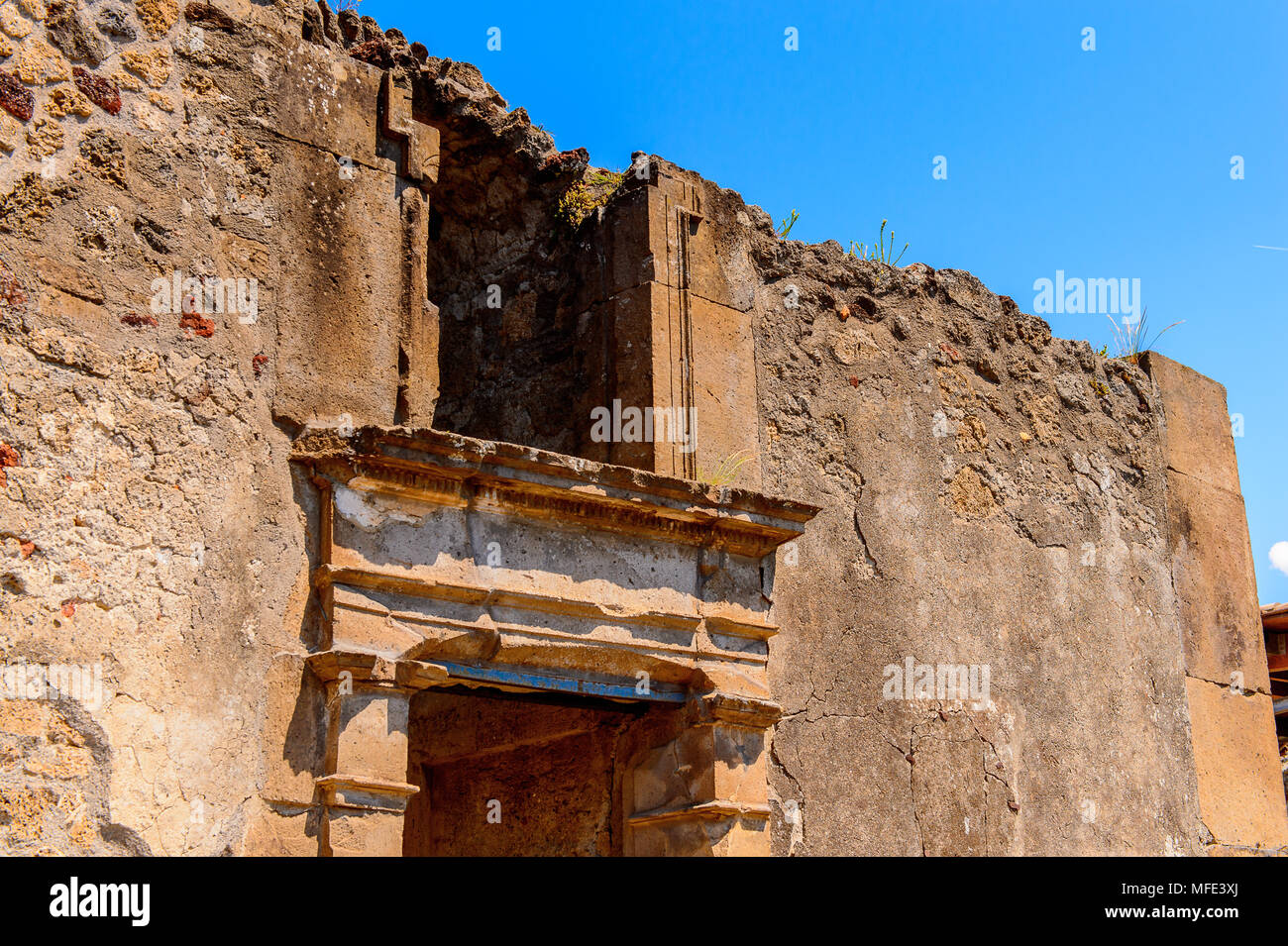 Destroyed architecture of Pompeii, an ancient Roman town destroyed by ...