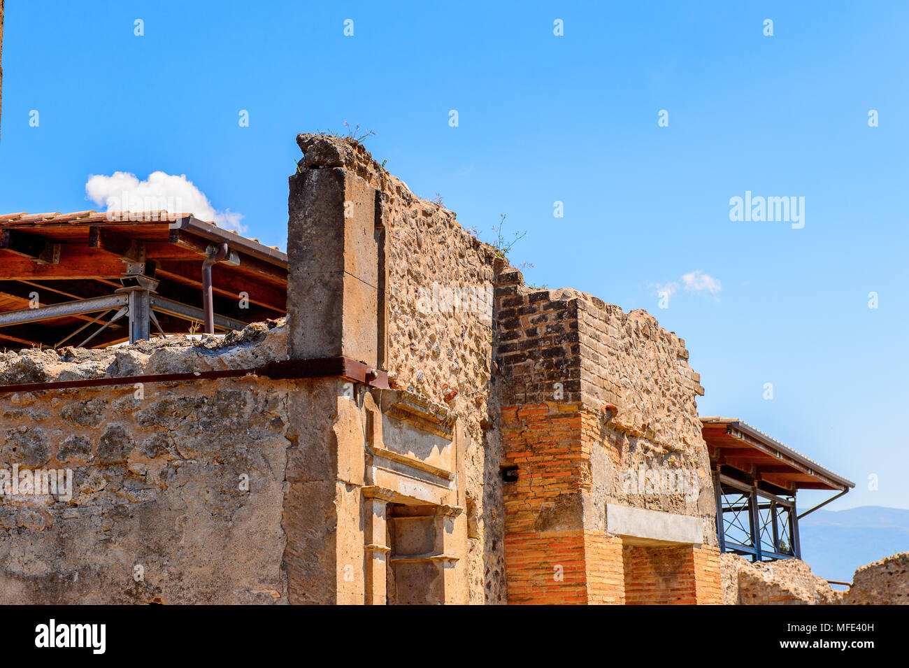 Destroyed architecture of Pompeii, an ancient Roman town destroyed by ...